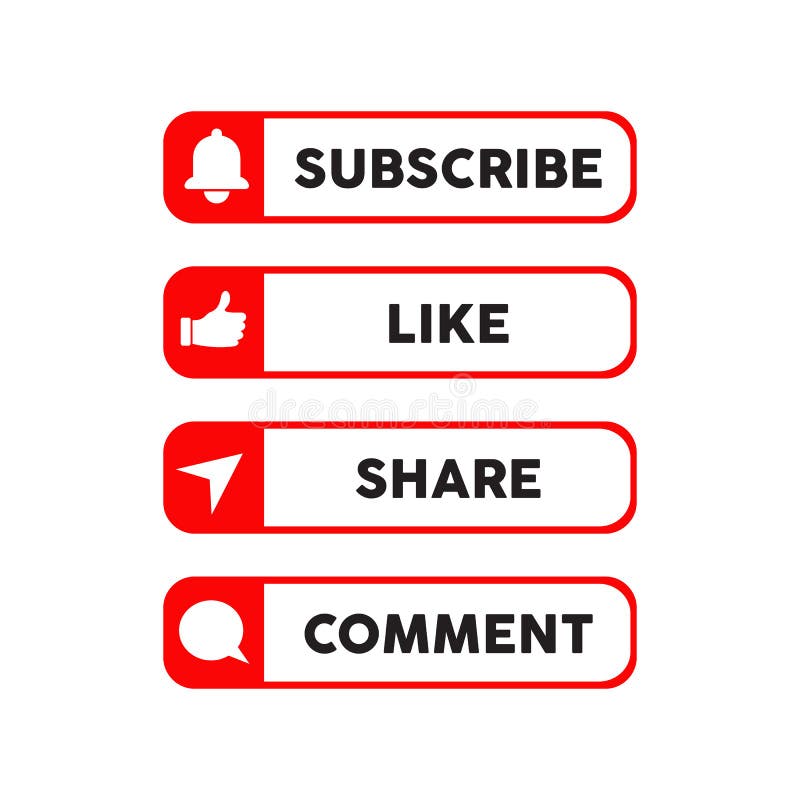 Subscribe, Like, Share and Comment Button Symbol Design for Social ...