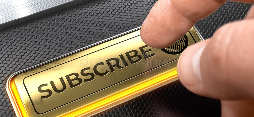 Subscribe - Message on Gold Keyboard Key. 3D. Stock Photo - Image of ...