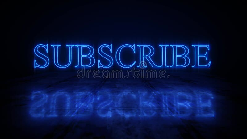 Subscribe Neon Sign in Blue on Dark Reflective Surface Stock Video ...