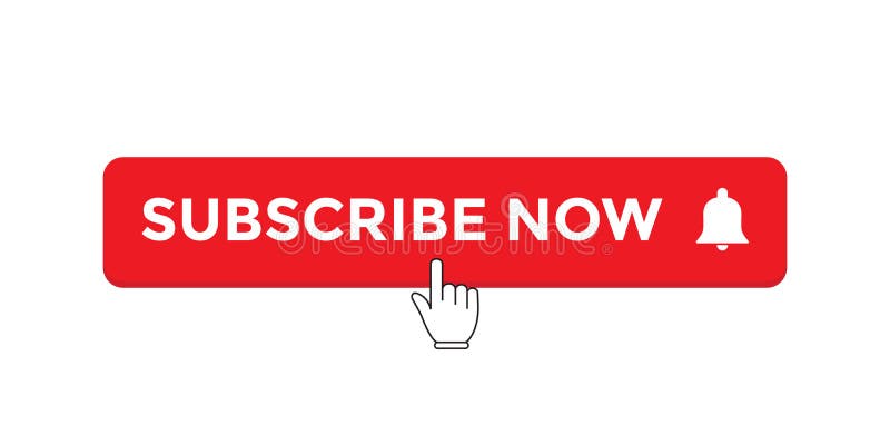 Subscribe Now Button with Click Hand Cursor Icon Vector for Channel in ...