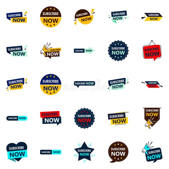 Subscribe Now 25 Vector Banners for Eye-catching Designs Stock Vector ...