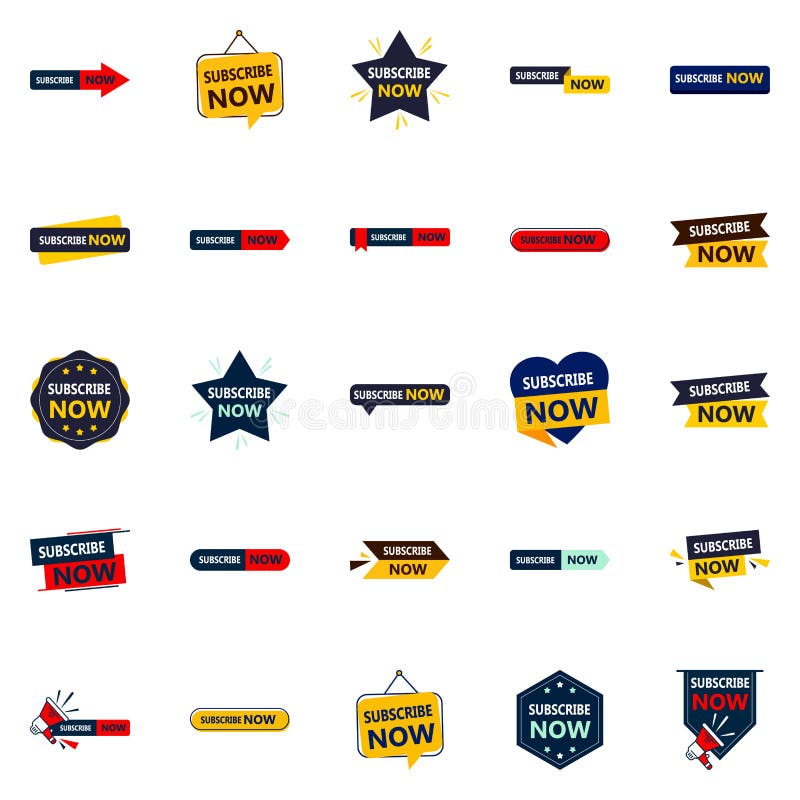 Subscribe Now 25 Vector Banners for Head-turning Design Stock Vector ...