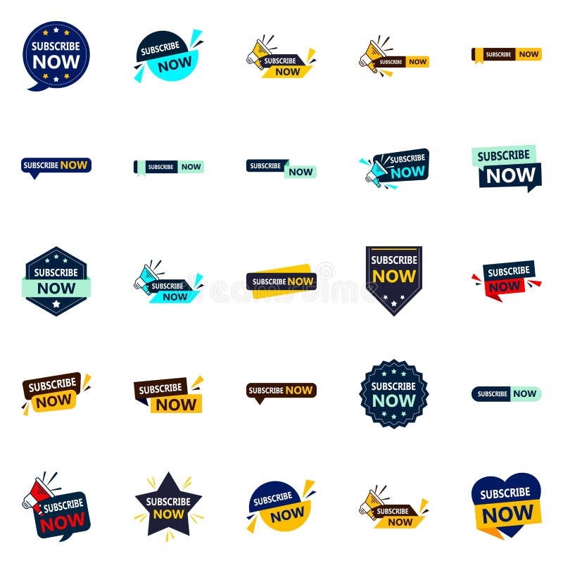 Subscribe Now 25 Vector Banners for Professional Graphic Design Stock Vector - Illustration of ...