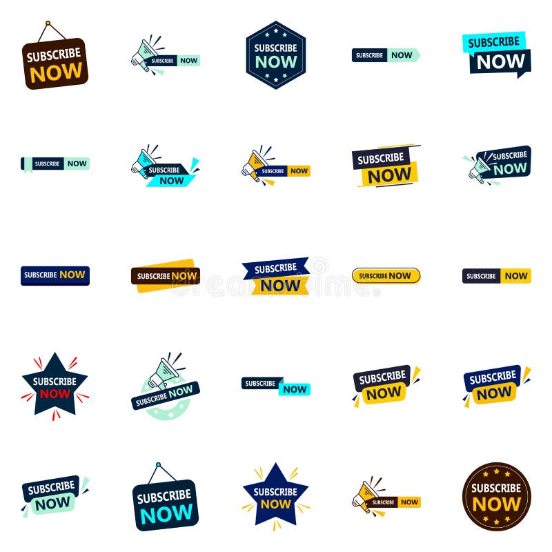 Subscribe Now 25 Vector Banners for Stunning Design Flexibility Stock ...