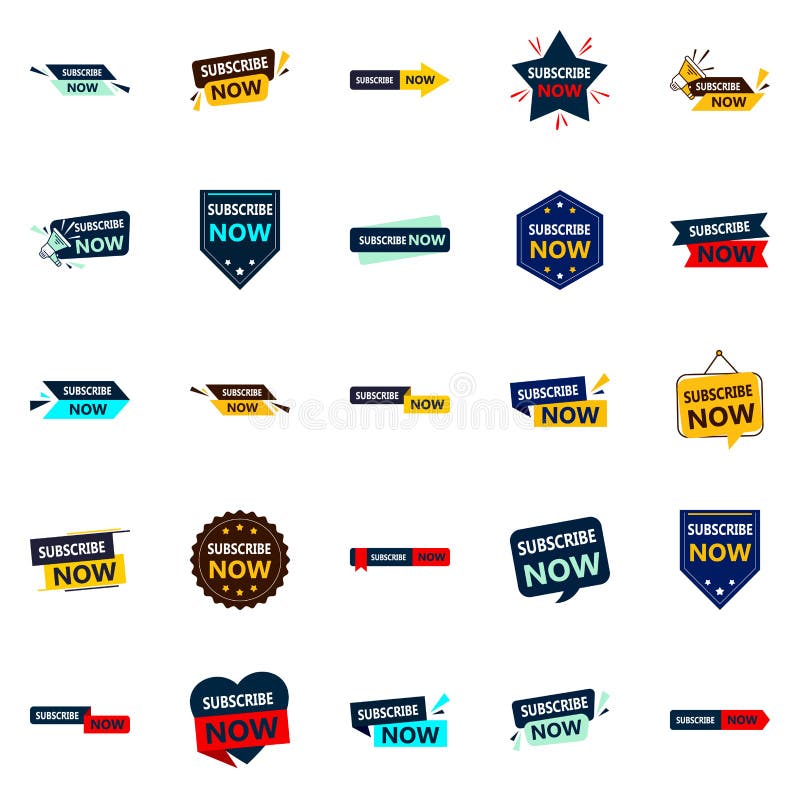 Subscribe Now 25 Vector Banners for Stunning Design Results Stock ...