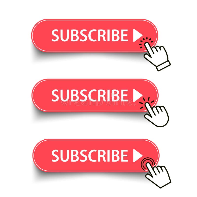 Subscribe Red Button Click Cursor or Pointer. Subscribing Illustration ...