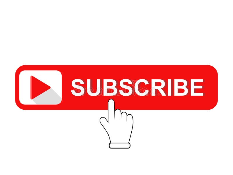 Subscribe Red Button and Hand Cursor Notification. Subscribe Isolated ...