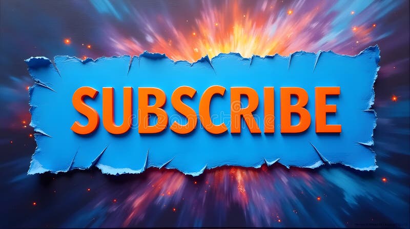 Subscribe Text in Bold Orange Letters with Torn Paper Blue Backdrop and ...