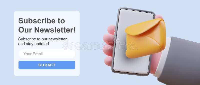 Subscribe To News. Horizontal Template with 3D Elements Stock Vector ...