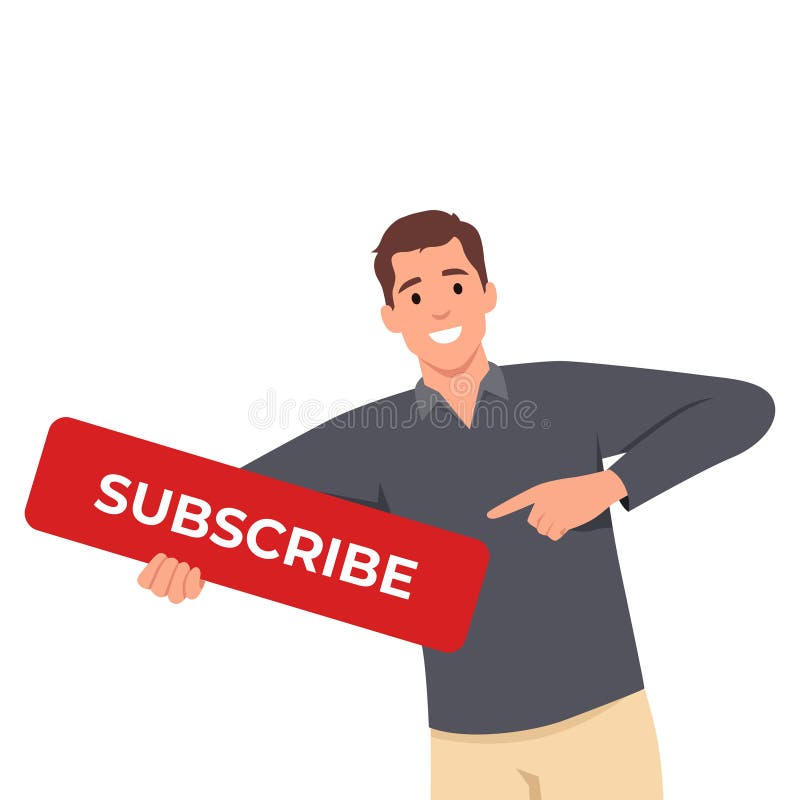 Subscriber Concept Illustration, Man and Woman Hold a Subscribe Button ...