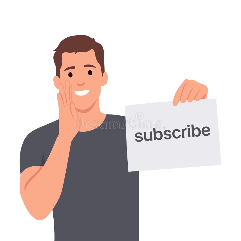 Subscriber Concept Illustration, Man and Woman Hold a Subscribe Button ...