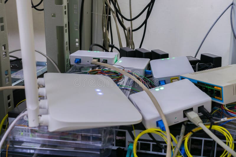 Subscriber Terminals are Tested in the Server Room of the Data Center ...