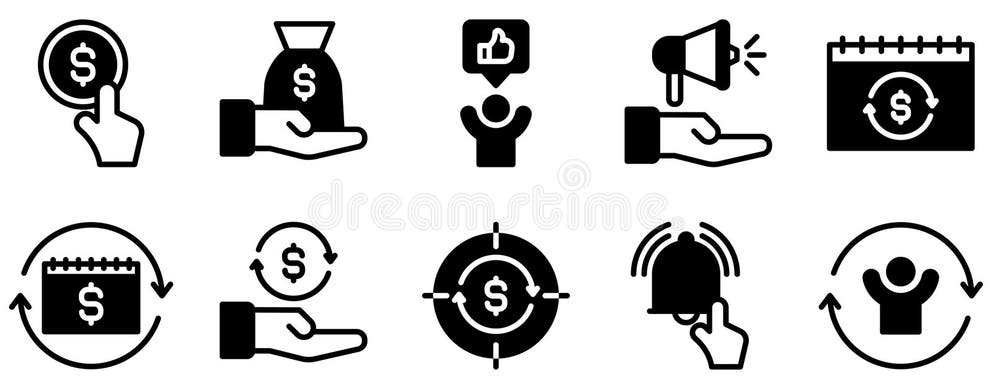 Subscription Business Model Icon Set Dynamic Solid Style Collection for ...