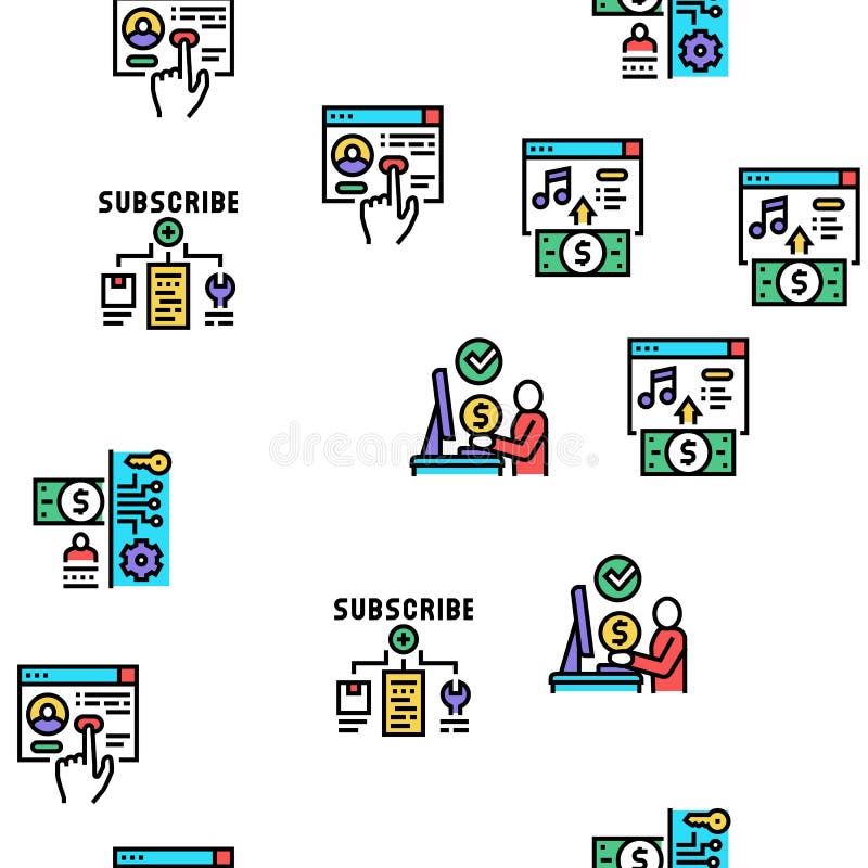 Subscription Content Vector Seamless Pattern Stock Vector ...