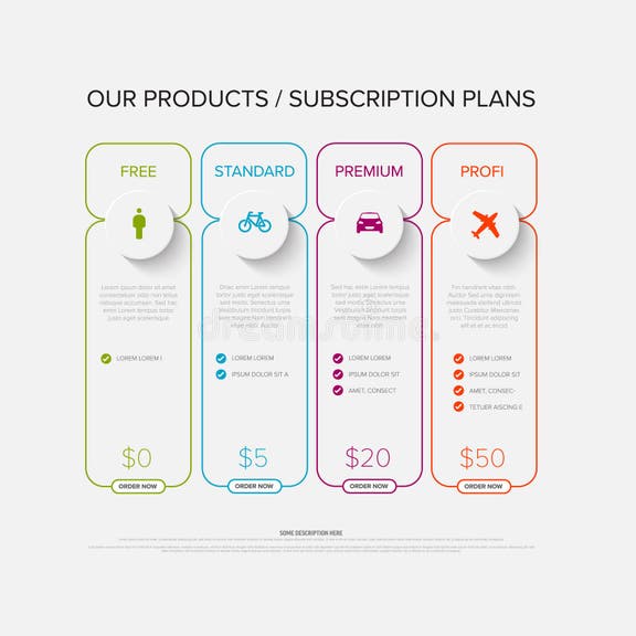 Subscription Plans Comparison Chart Table on Light Background Stock ...