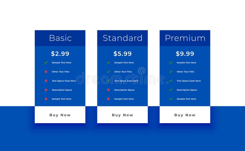 Subscription Plans and Pricing Table Template Design Stock Illustration ...