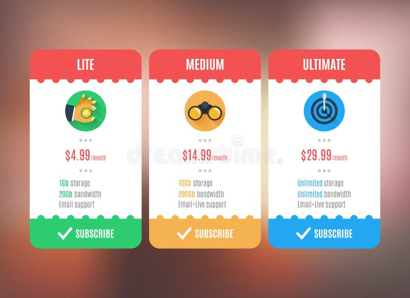 Subscription/pricing Plan Template. Stock Vector - Illustration of ...