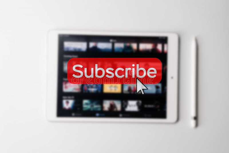 Subscription Service. Online Video Red Subscribe Button Stock Photo ...