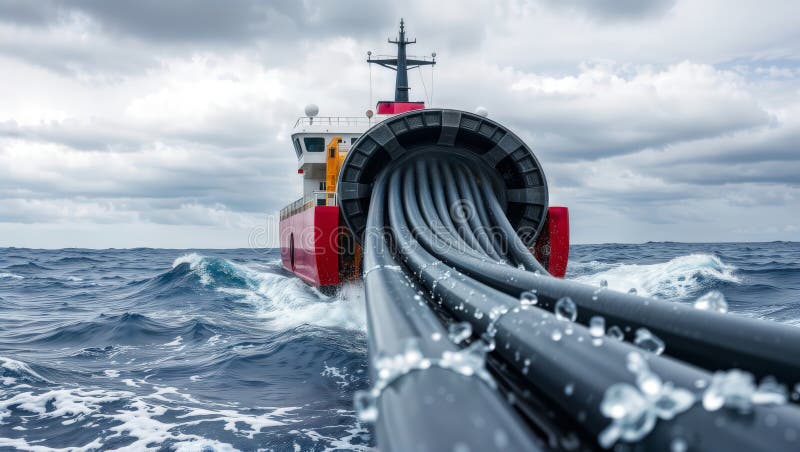 Cable-Laying Ship Deploying Subsea Cables, Generative Ai Stock ...