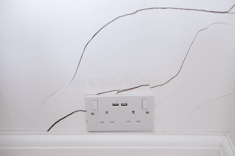 Subsidence Cracking Around Plug Socket in House Stock Photo - Image of ...