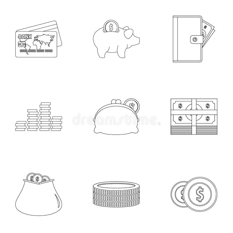 Subsidization Icons Set, Outline Style Stock Vector - Illustration of ...