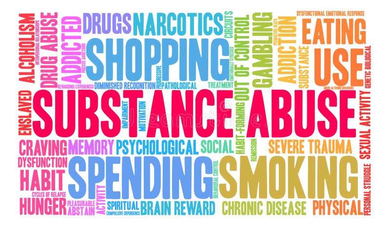 Substance Abuse Word Cloud stock vector. Illustration of dysfunction ...