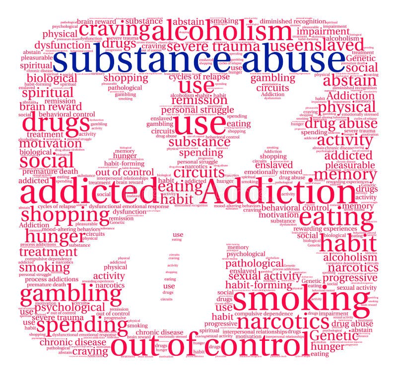 Substance Abuse Word Cloud stock illustration. Illustration of genetic ...