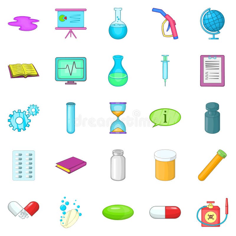 Substance Icons Set, Cartoon Style Stock Vector - Illustration of ...