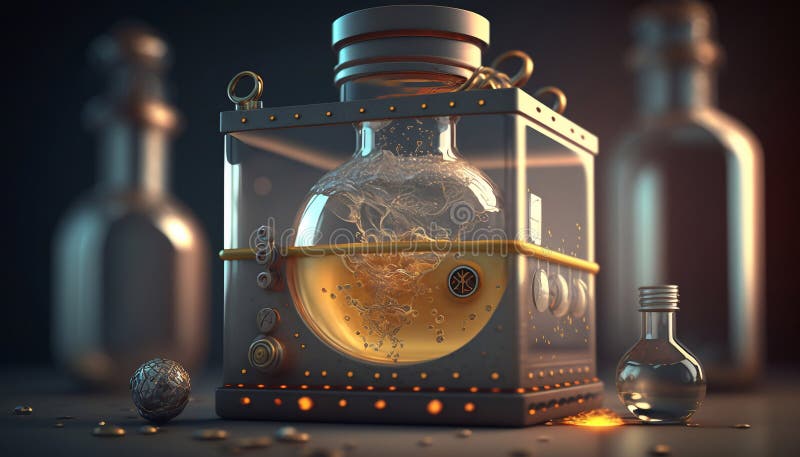 Substances Interact in a Flask, Alchemical Laboratory, Experiment Stock ...