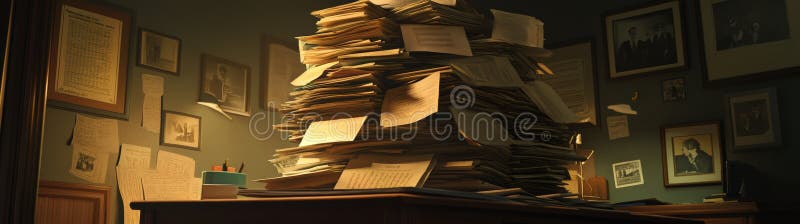 A Substantial Collection of Orderly Documents Lies on a Desk. Stock ...