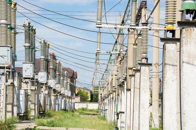 Collector Substation for a Wind Farm Stock Image - Image of high, farm ...