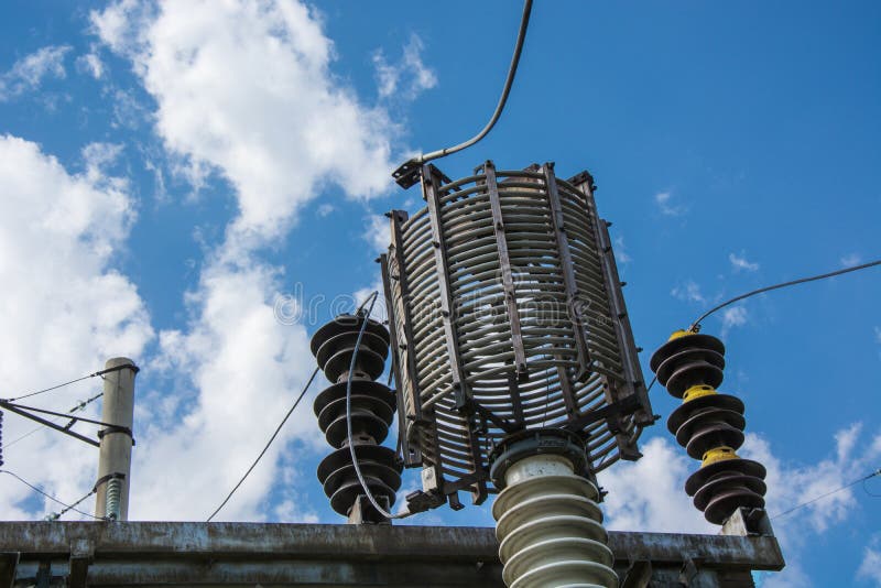 Collector Substation for a Wind Farm Stock Image - Image of high, farm ...