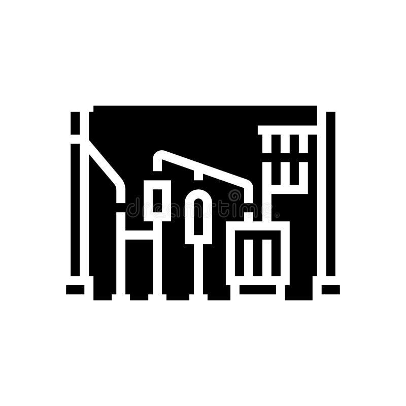 Substation Electric Grid Glyph Icon Vector Illustration Stock ...