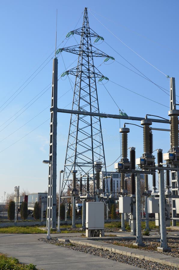Substation 110/20kV and Pole. Stock Photo - Image of network, 110kv ...
