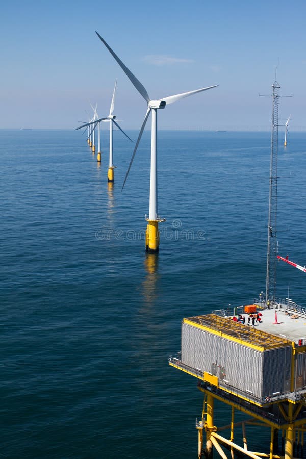 Offshore Substation and Wind Turbine Editorial Stock Image - Image of ...