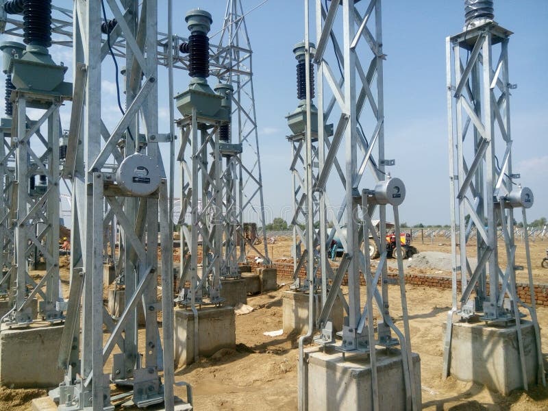 Switchyard Work Under Progress Inside Solar Plant Stock Image - Image ...