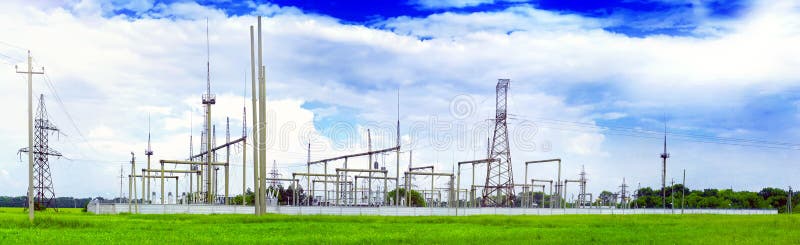 The Substation and Power Transmission Lines. Stock Photo - Image of ...