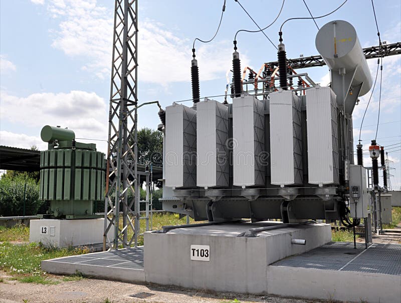 Substation and Transformers Stock Photo - Image of transformer, letter ...
