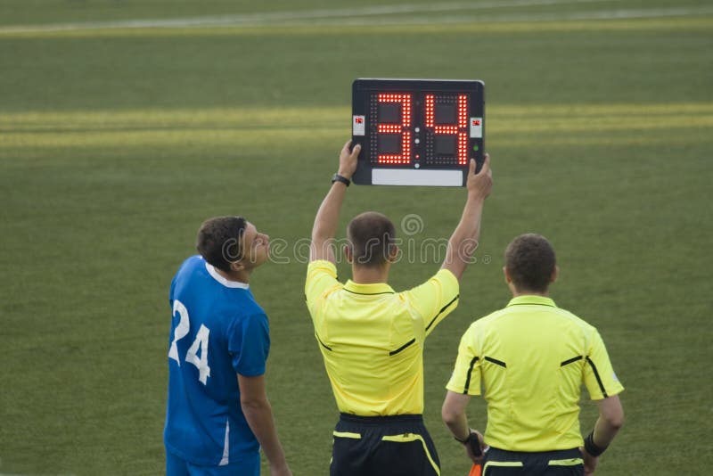 Substitution in Football Game Editorial Photography - Image of football ...
