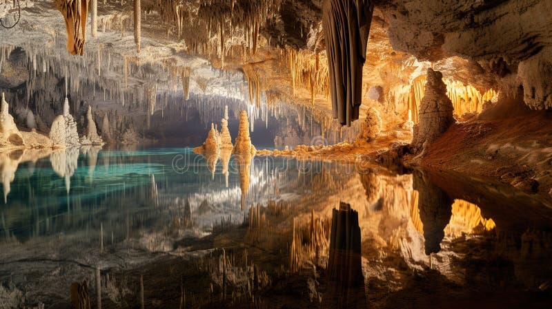 Subterranean Lakes Reflect the Dazzling Formations . Generative Ai ...