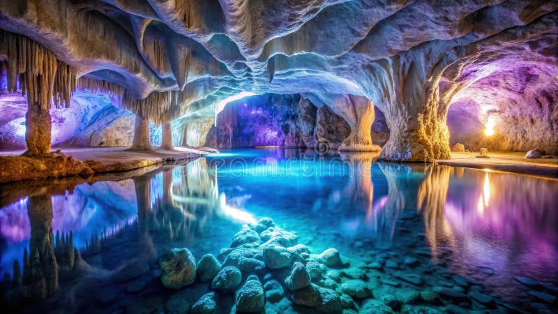Subterranean Serenity a Reflective Pool in an Enchanting Cave System ...