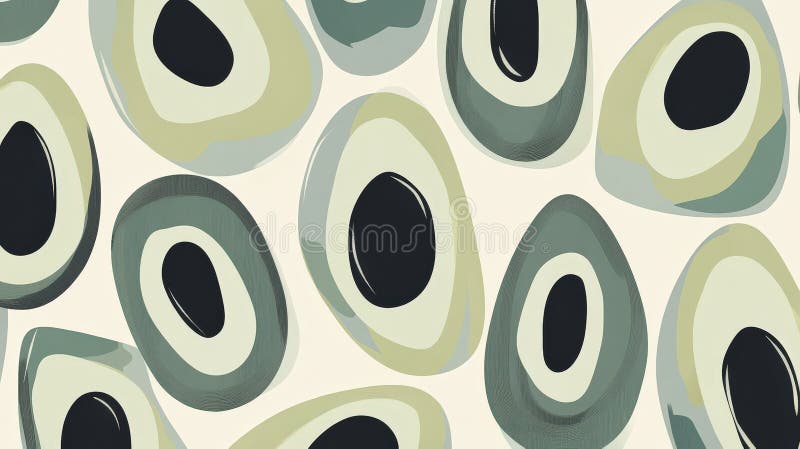 Abstract Avocado Pattern with Muted Green Tones Stock Illustration ...