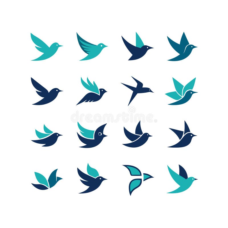 Charming Minimalist Icons Illustrating Bird Flight Patterns Stock ...