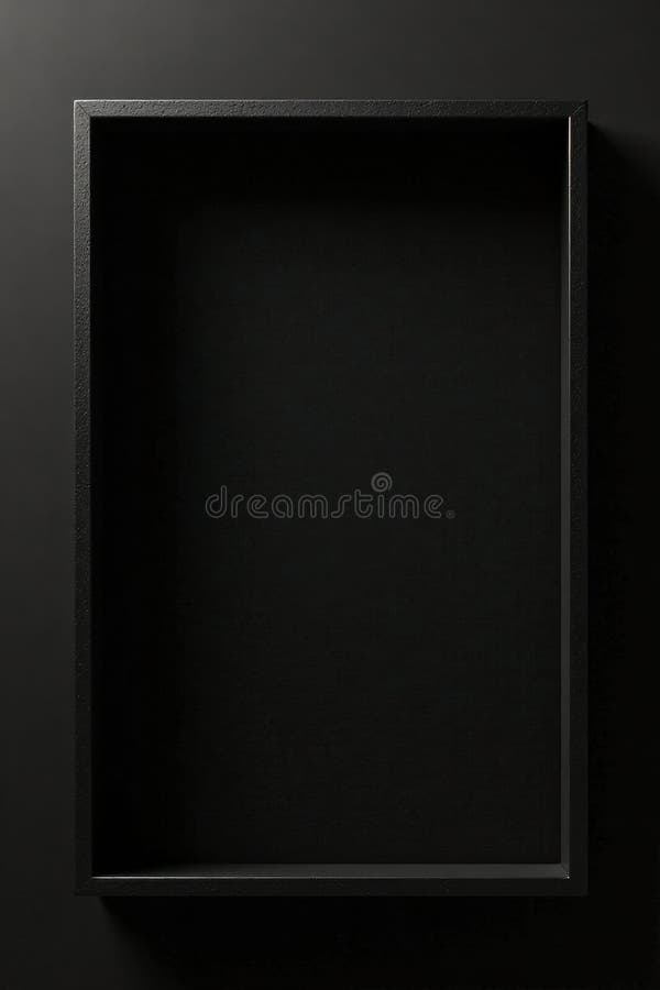Subtle Black Frame Against a Jet Black Background, Display, Abstract ...