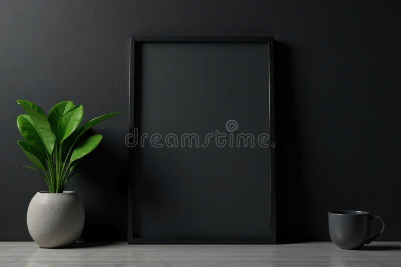 Subtle Black Frame Against Black Wall Perfect for Mockups , Simple ...