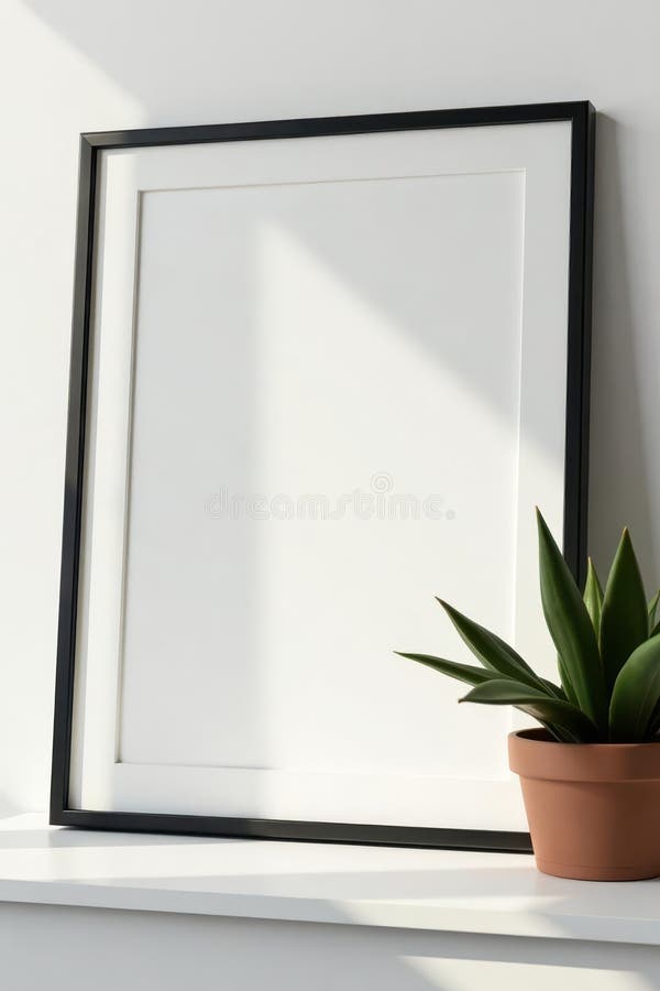 Subtle Black Frame Encloses a Bright White Mat , Black Frame, Simple ...