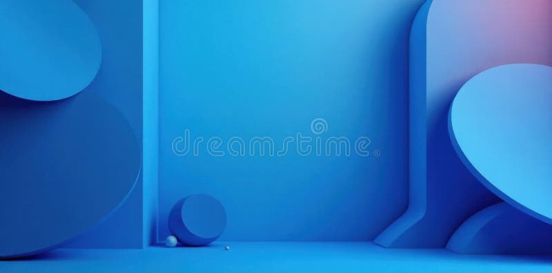 Subtle Blue Geometric Shapes, Minimalist Cartoon Style, Digital ...