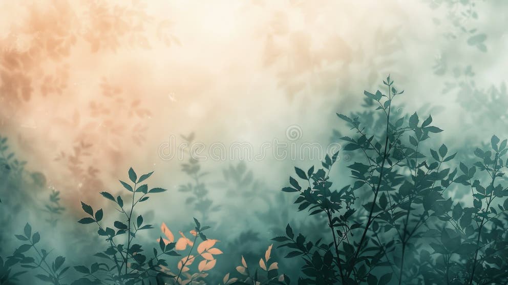 Subtle Botanical Patterns Over a Soft Gradient, Creating an Abstract Nature-inspired Backdrop ...