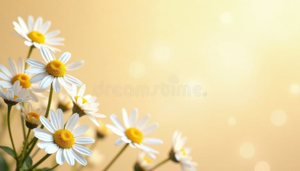 Subtle Chamomile Floral Pattern, Sun Dappled Beige Background , Simple ...