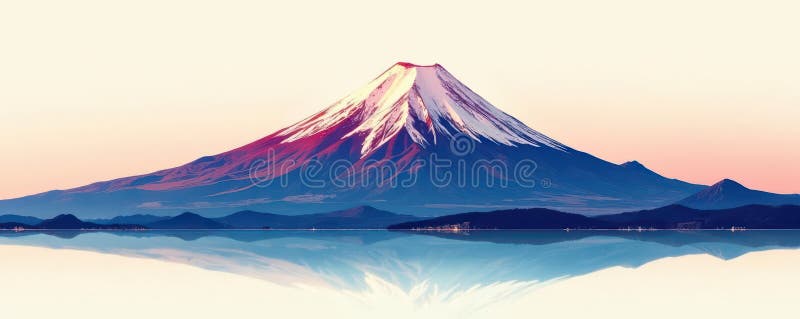 Subtle, Continuous Line Illustration of Mount Fuji, Showcasing Its ...